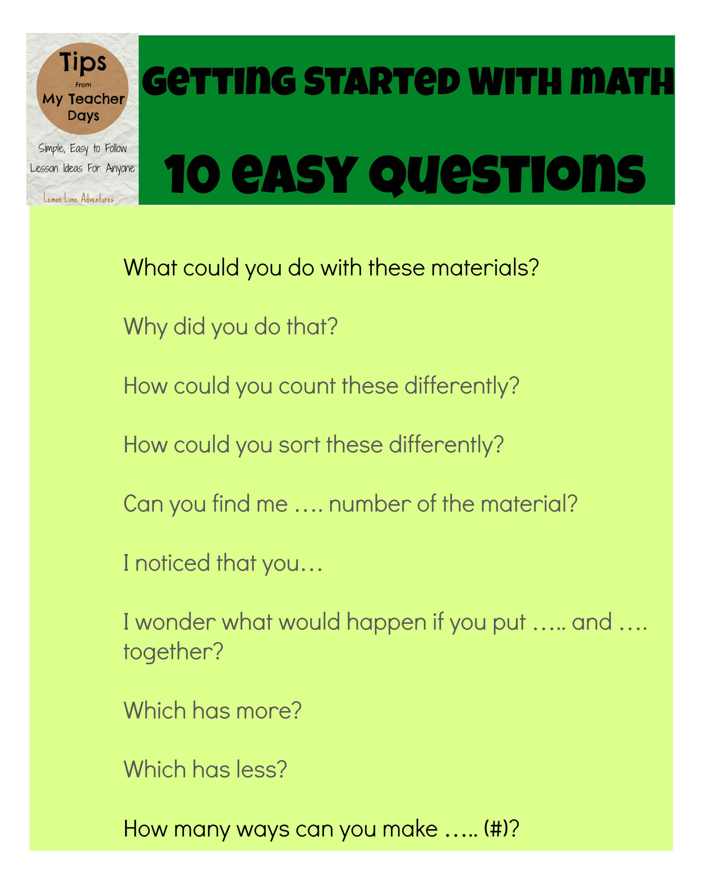 Tips From My Teacher Days Getting Started With Math Tips From My Teacher Days Getting Started With Math